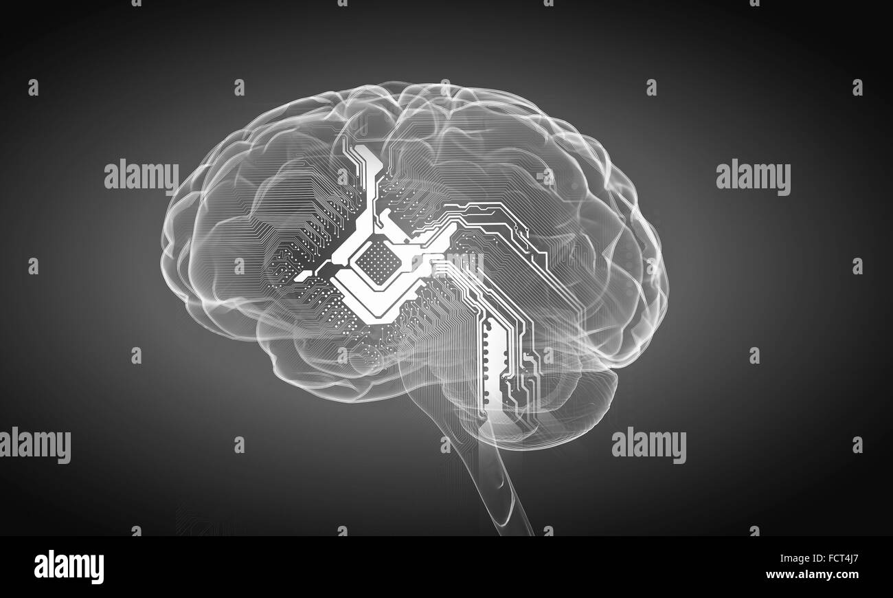 Science image with human brain on gray background Stock Photo - Alamy