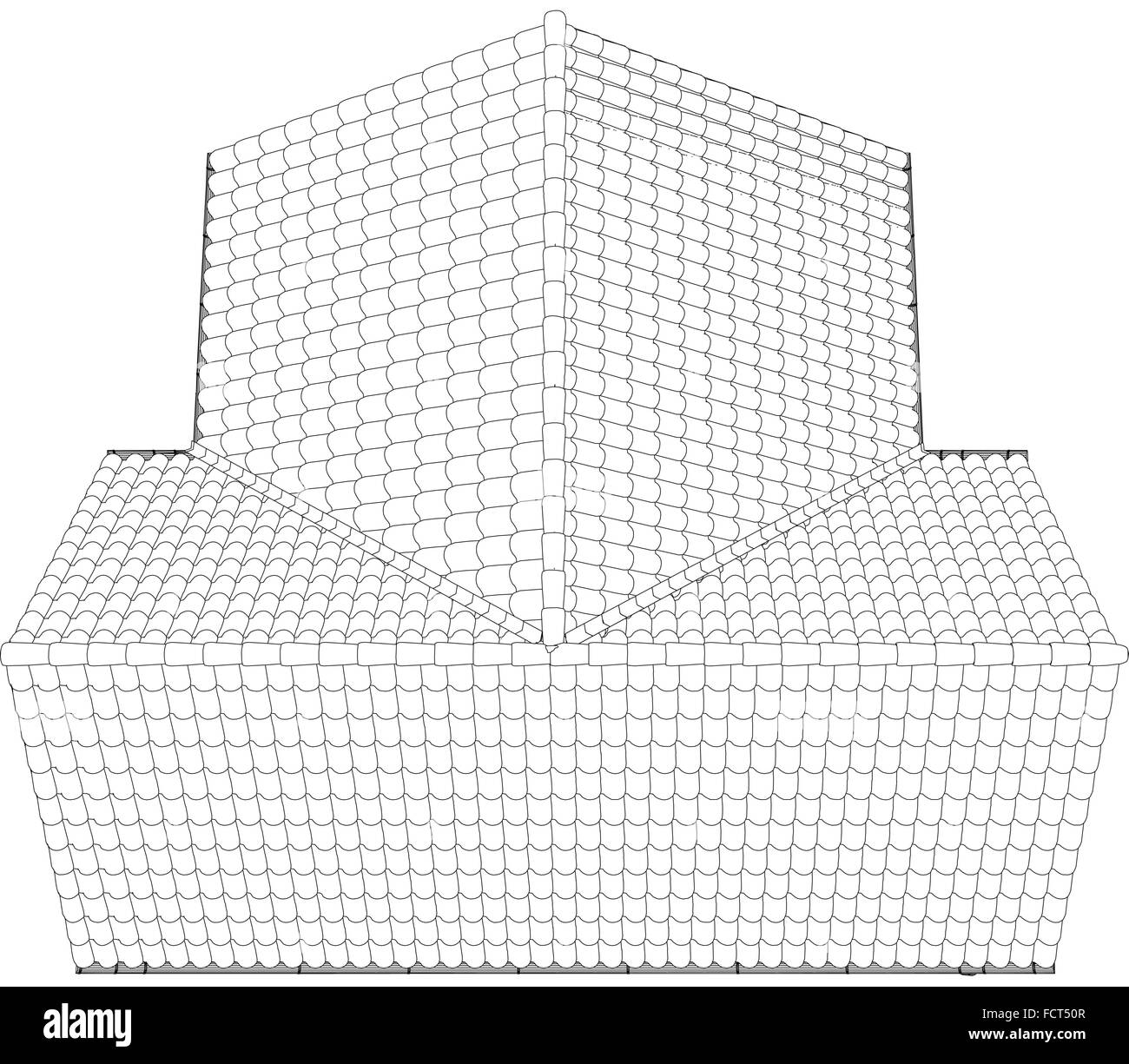 Sketch of a house roof painted lines and curves. Vector illustration ...