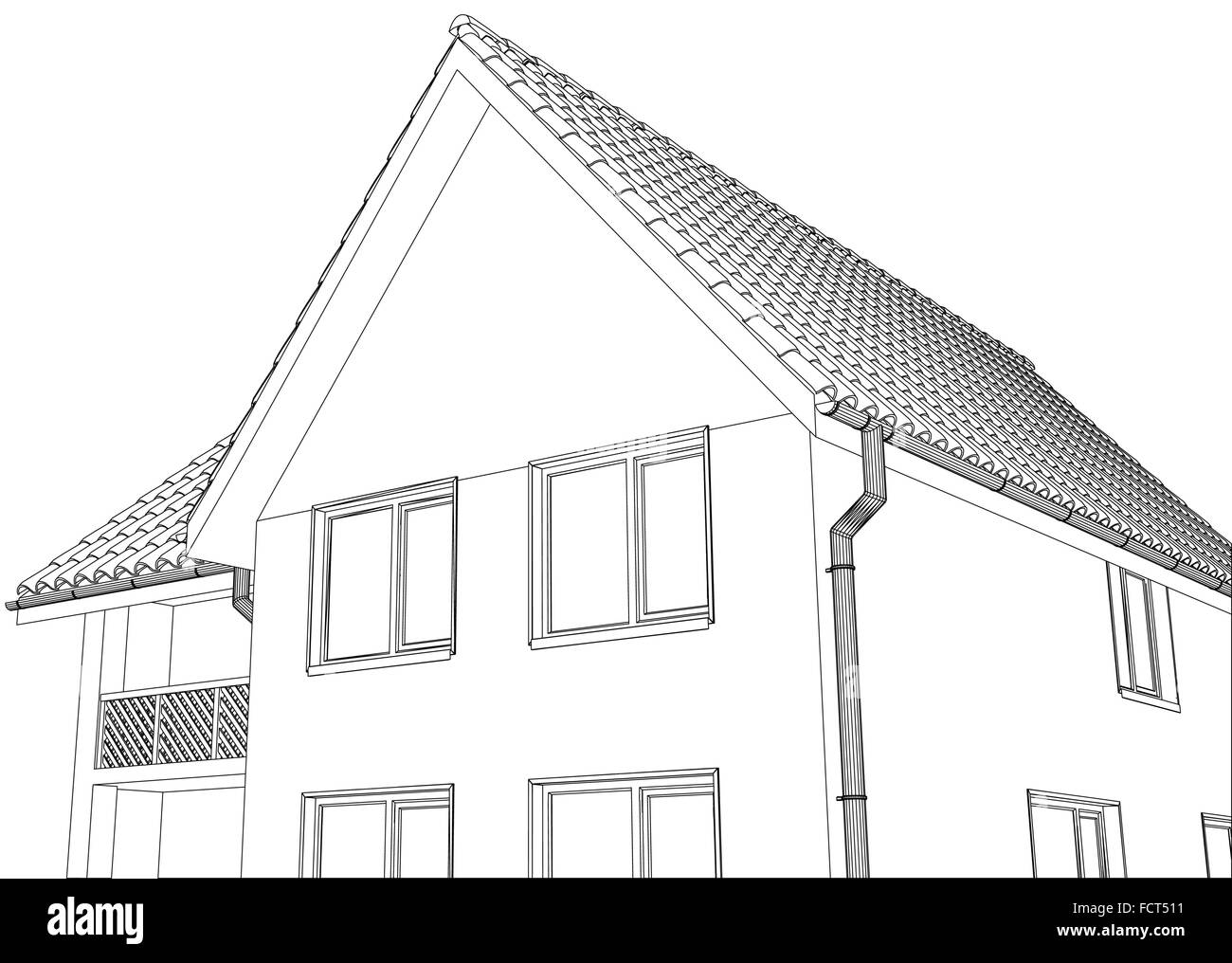 Wire-frame building on the white background. EPS 10 Stock Vector Image ...