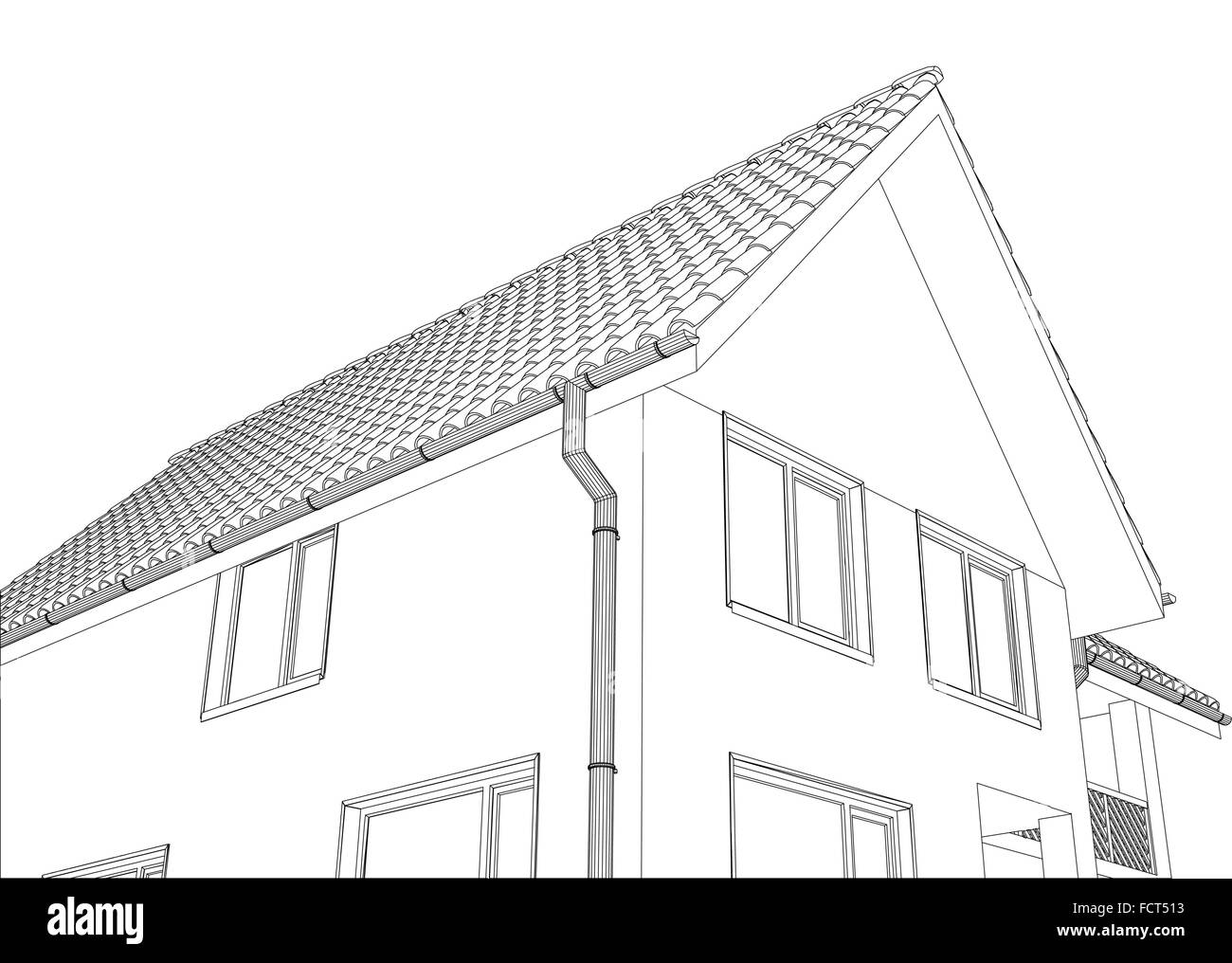Vector sketch of the cottage with a roof Stock Vector Image & Art - Alamy