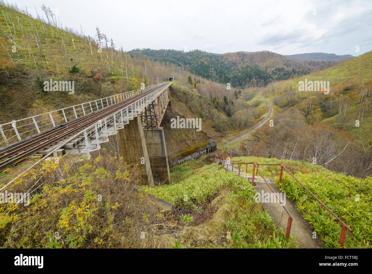 Old Japanese railways and bridges, Sakhalin Island, Russia Stock Photo ...