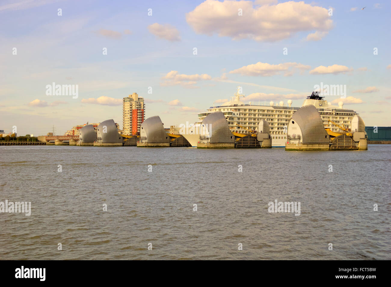 "The World" Cruise Ship going through the Thames Barrier, London, UK ...