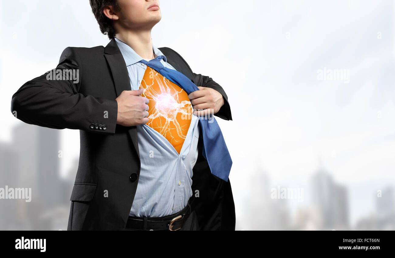 Young businessman opening chest hi-res stock photography and images - Alamy