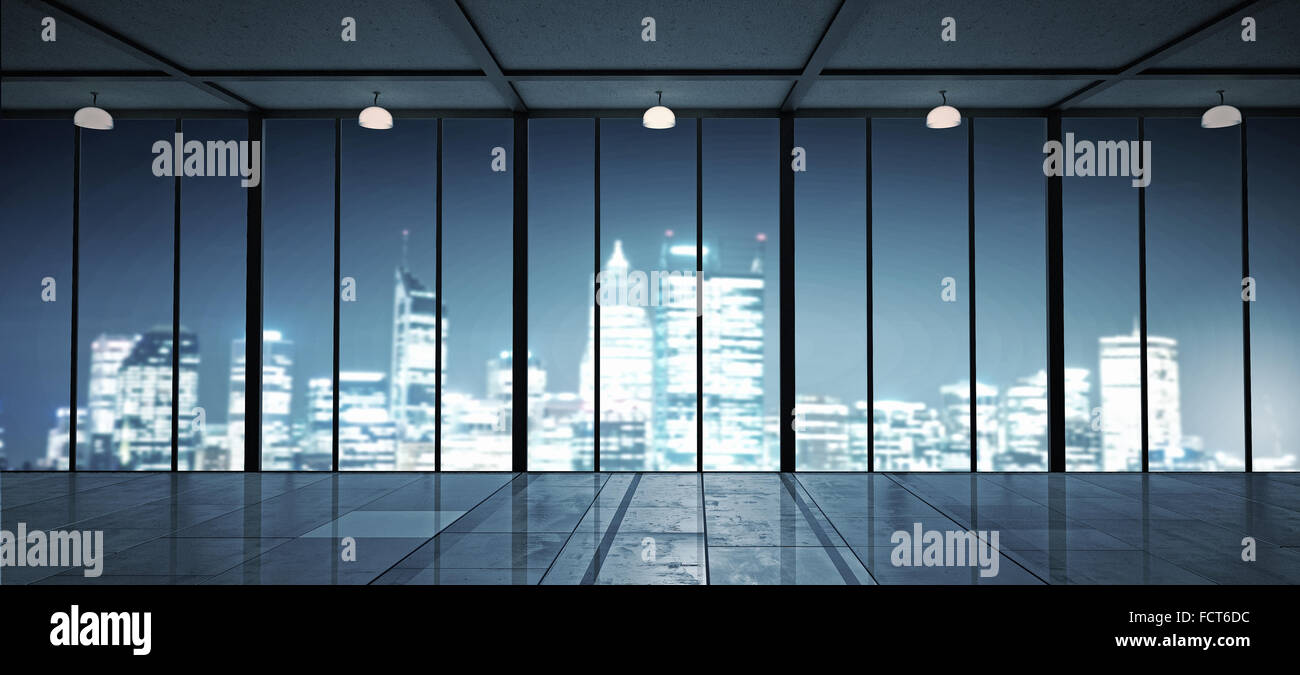 View of a night city from office window Stock Photo - Alamy