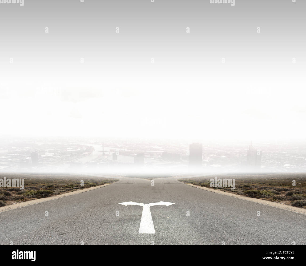 Concept of choice with crossroads spliting in two ways Stock Photo - Alamy