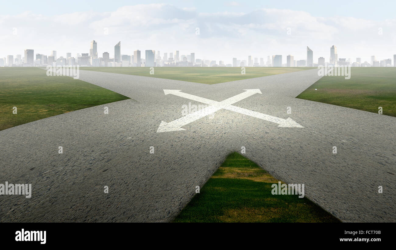 Concept of choice with crossroads spliting in two ways Stock Photo - Alamy