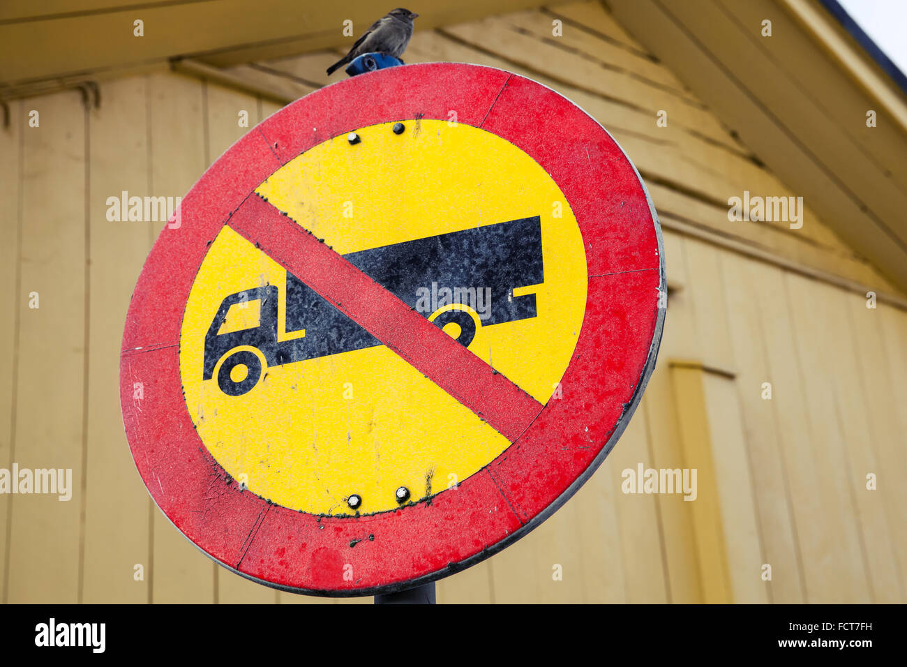 Example of the road sign 313 in Finland. No heavy goods vehicles Stock ...