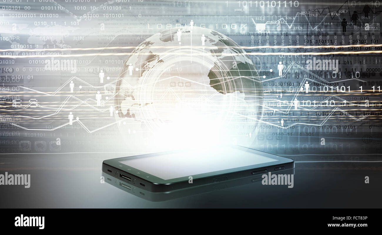 Mobile internet concept with mobile phone and digital planet Stock ...