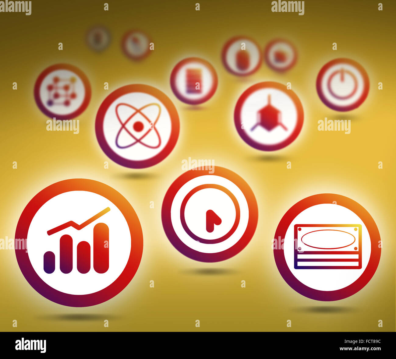 Interface design with icons collection on color background Stock Photo ...