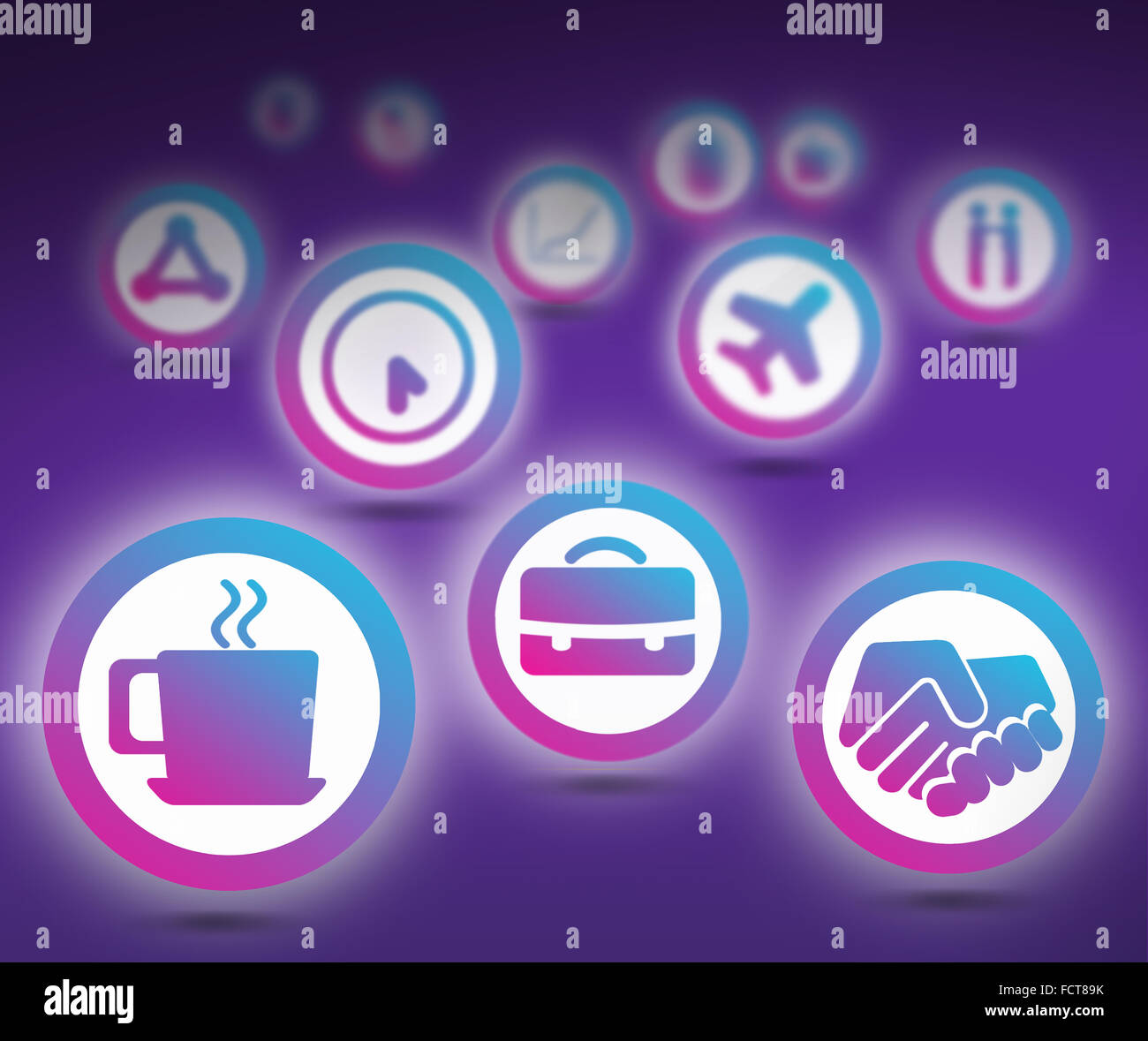 Interface design with icons collection on color background Stock Photo ...
