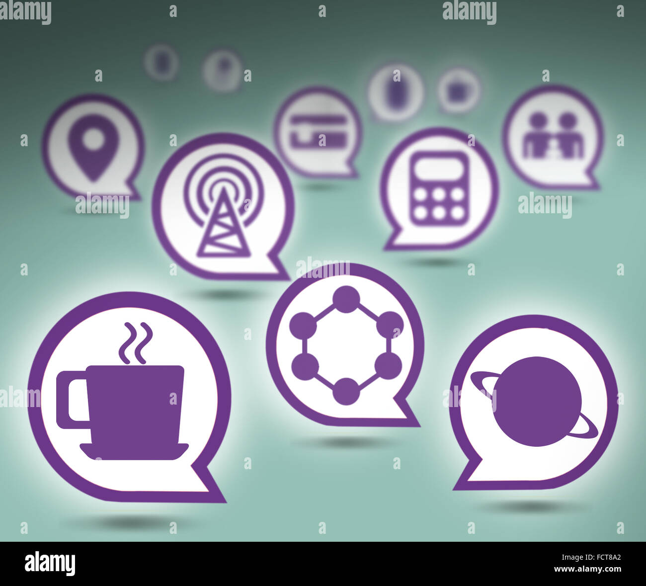 Interface design with icons collection on color background Stock Photo ...
