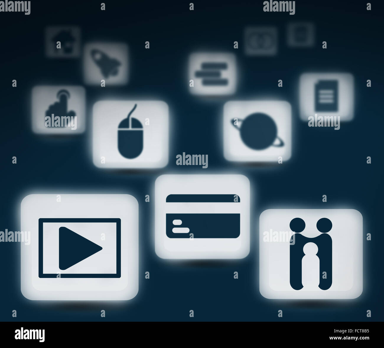 Interface design with icons collection on color background Stock Photo ...