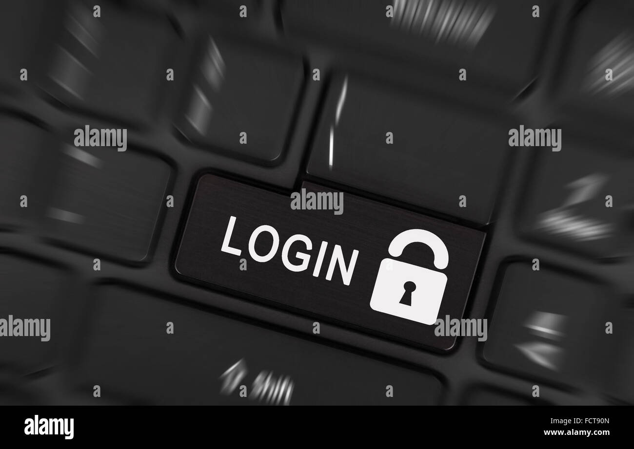 Black login button on modern laptop keyboard Stock Photo - Alamy