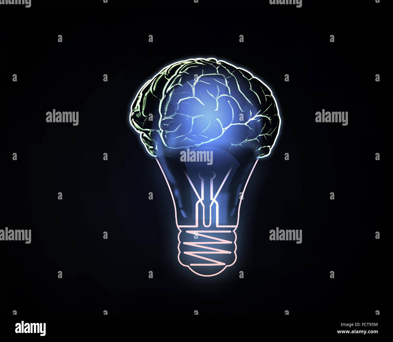 Human brain glowing inside light hi-res stock photography and images ...