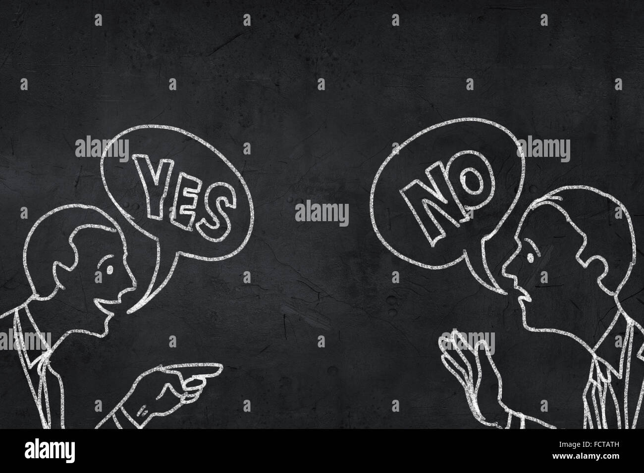 Close up of hand drawing dialogue between two on black wall Stock Photo ...