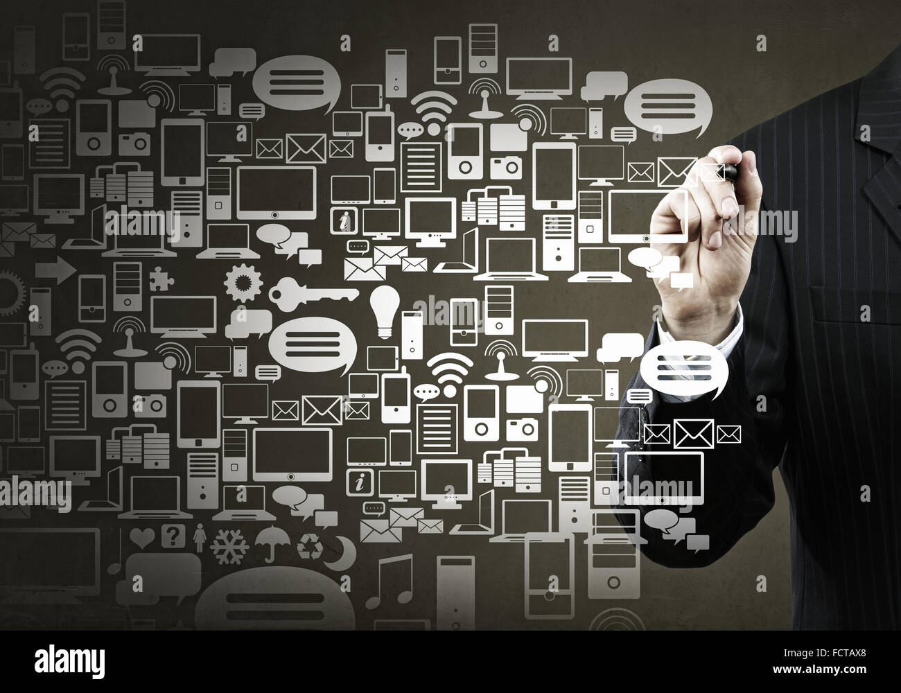 Human hand drawing connection lines of network concept Stock Photo - Alamy