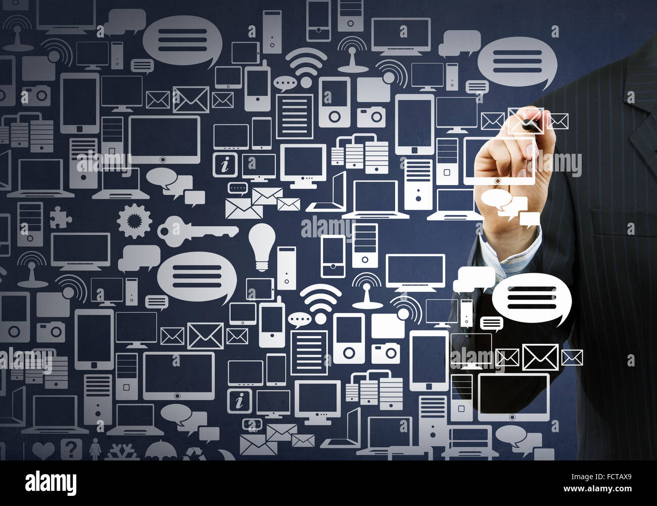 Human hand drawing connection lines of network concept Stock Photo - Alamy