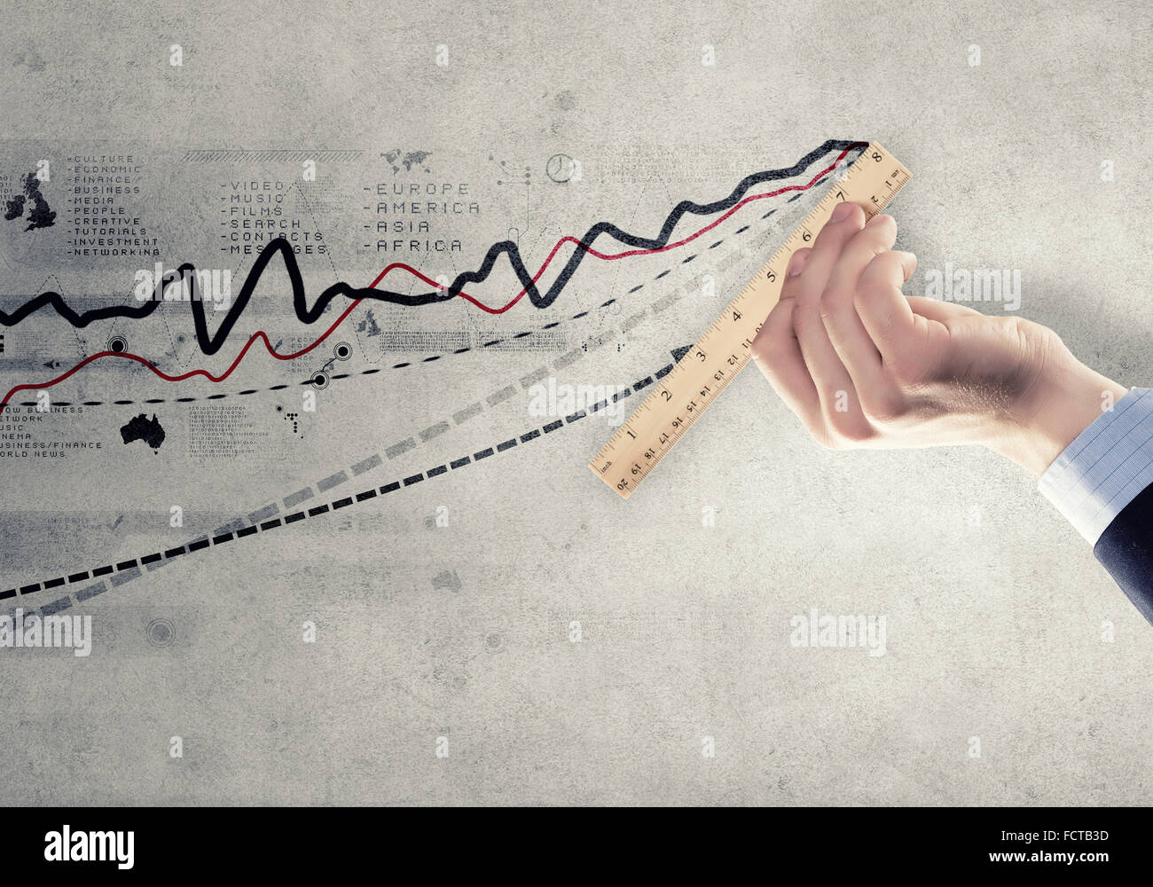 Close up of hand measuring growing graph with ruler Stock Photo - Alamy