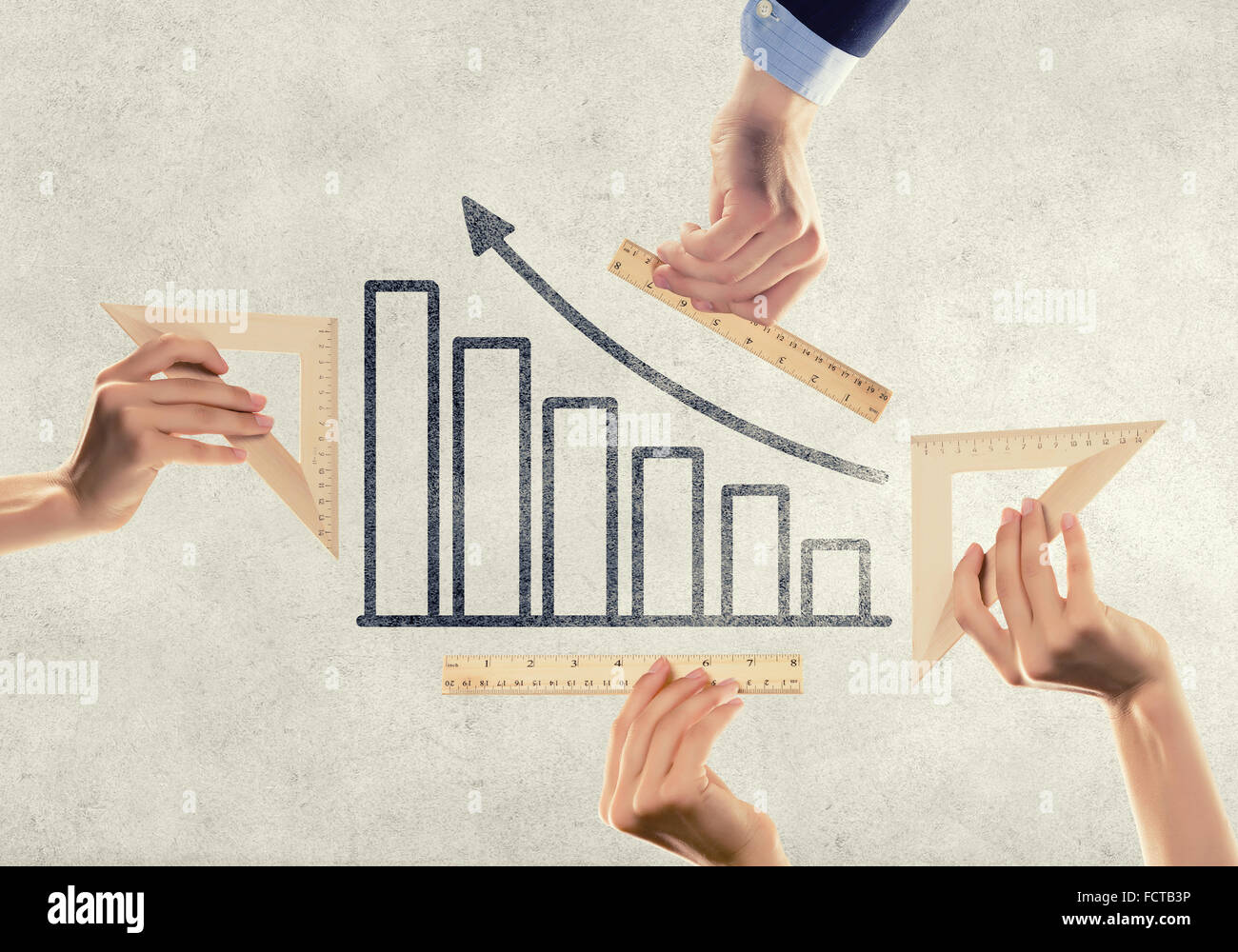 Close up of hand measuring growing graph with ruler Stock Photo - Alamy