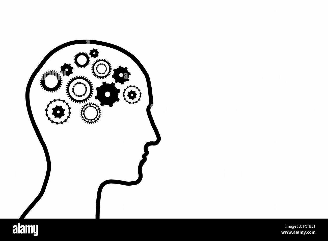 Silhouette of human head with gears mechanism instead of brain Stock ...