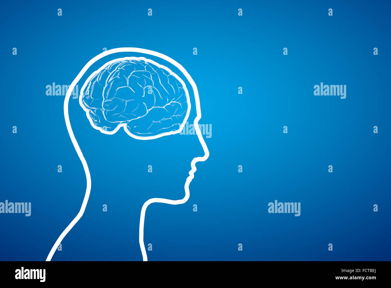 Silhouette of human head with brain on color background Stock Photo - Alamy