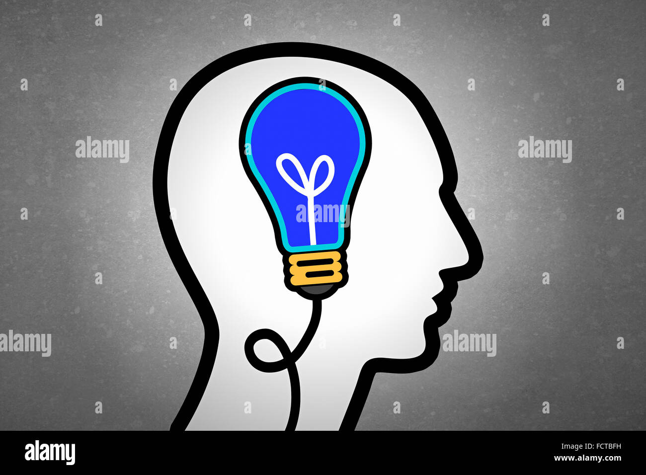 Human head silhouette light bulb hi-res stock photography and images ...