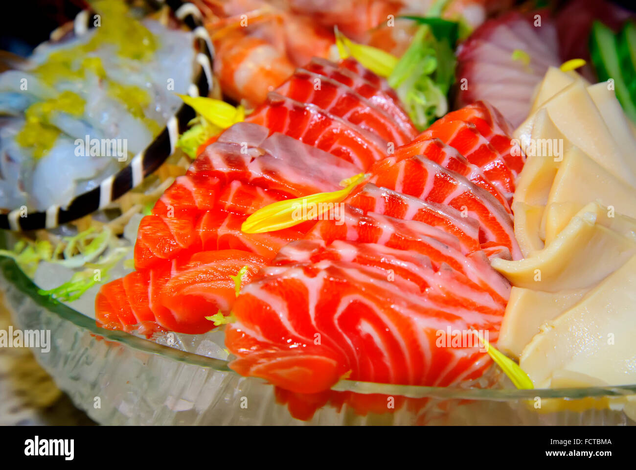 Assorted Japanese Sushi and Sashimi Stock Photo - Alamy