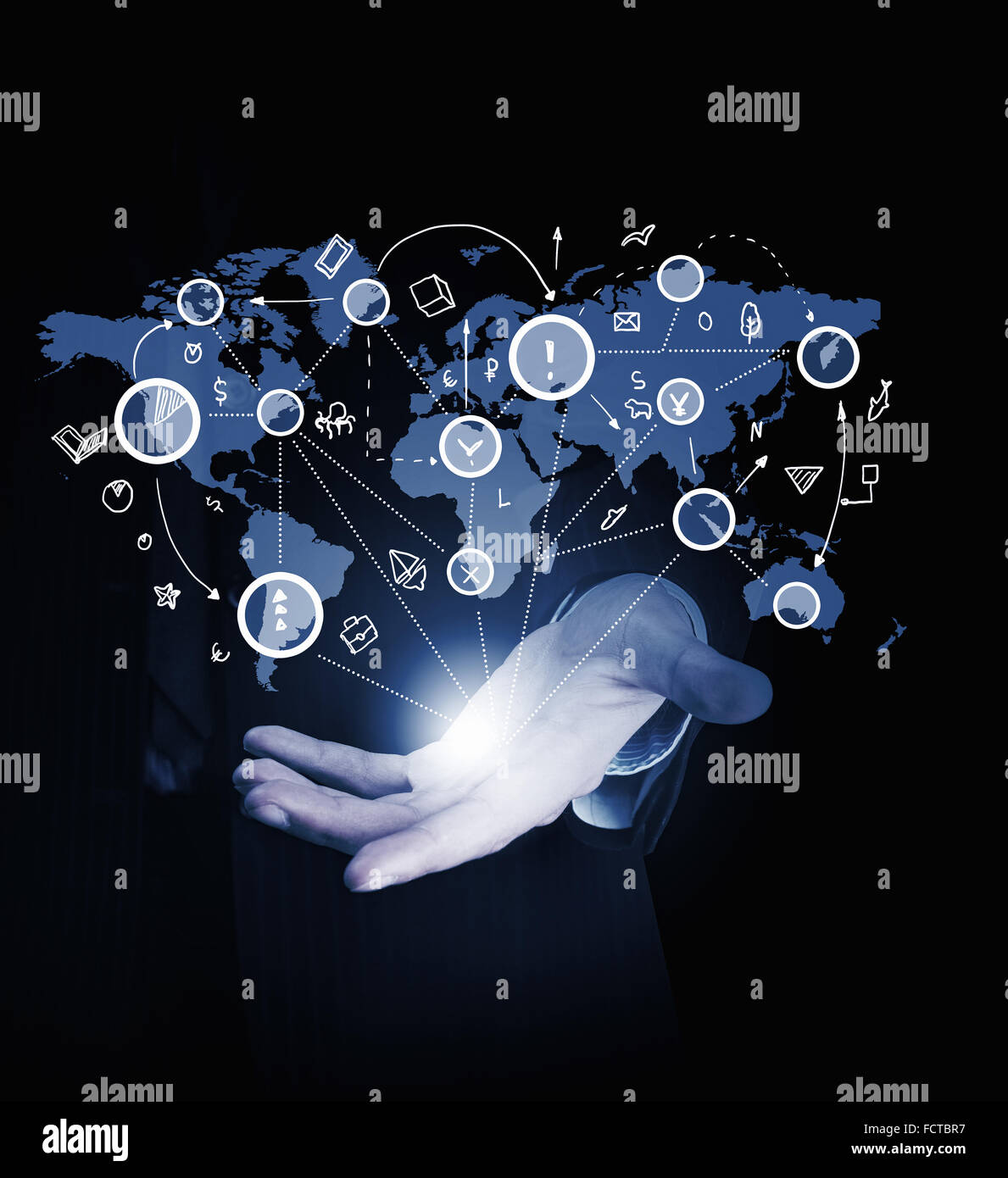 Close up of businessman hand showing digital connection concept Stock ...