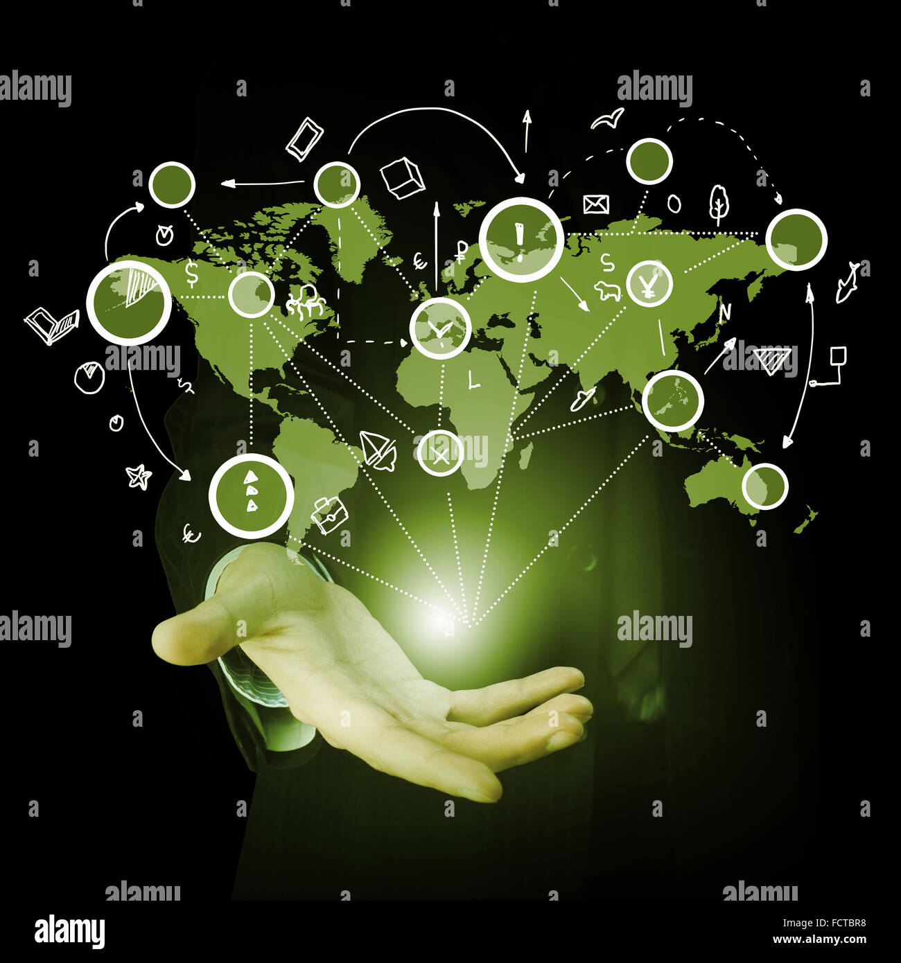 Close up of businessman hand showing digital connection concept Stock ...