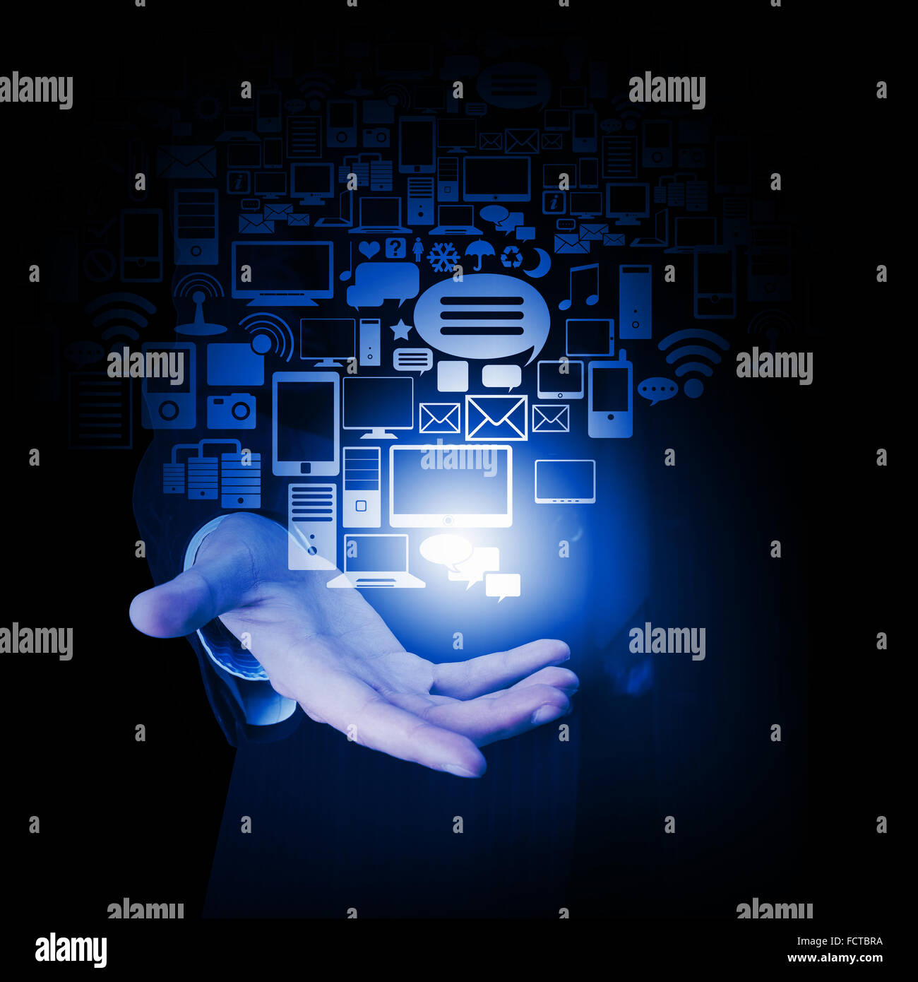 Businessman hand holding cloud computing concept in palm Stock Photo ...