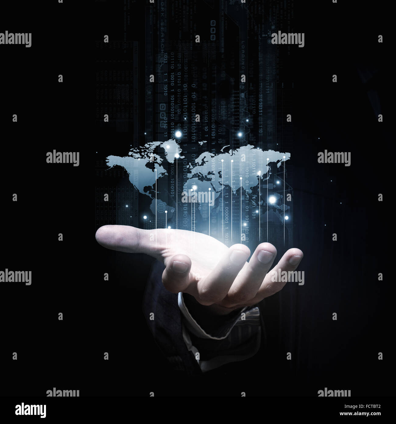 Close up of businessman hand showing digital earth globe hi-res stock ...
