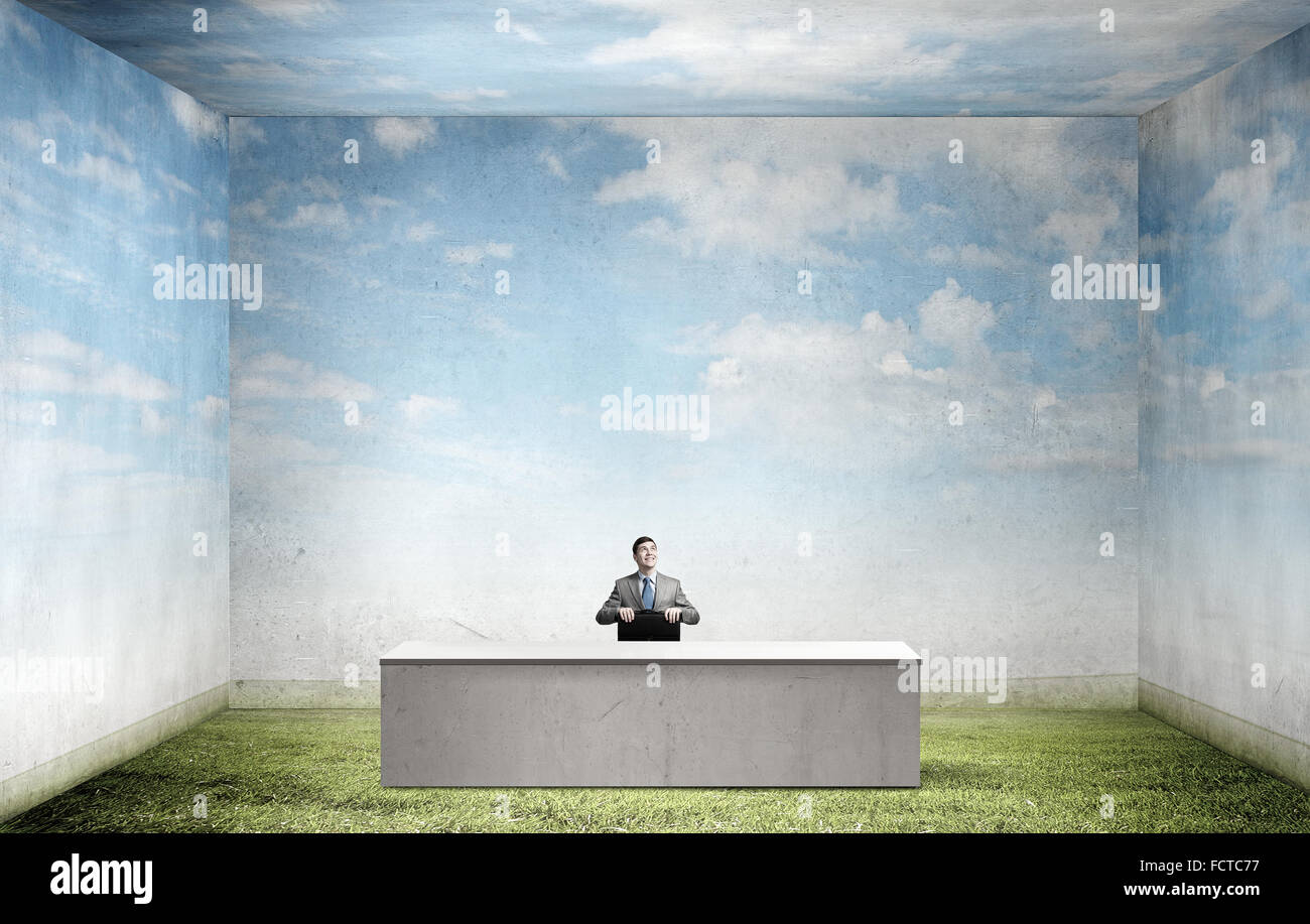 Young handsome businessman with briefcase in hands Stock Photo - Alamy