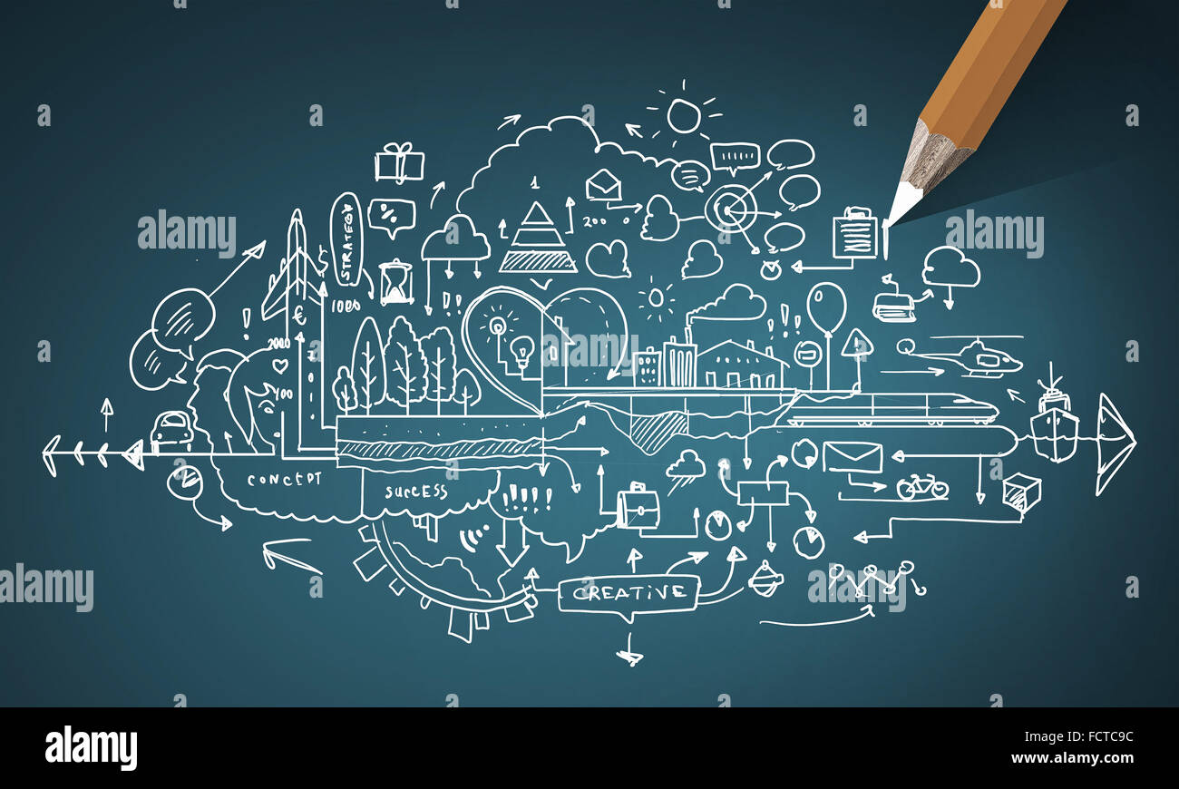 Planning concept with pencil drawing business strategy sketches Stock ...