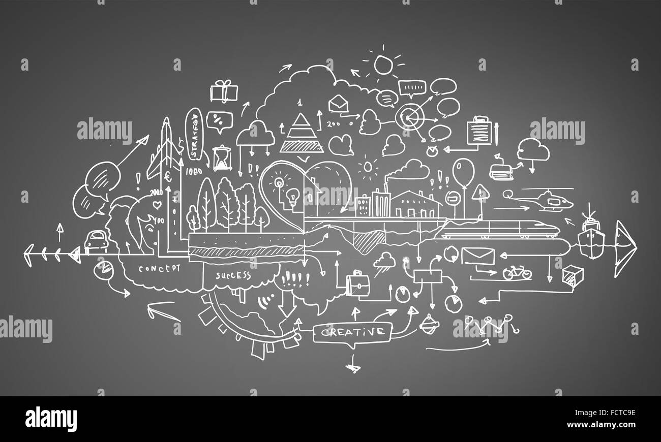 Planning concept with pencil drawing business strategy sketches Stock ...