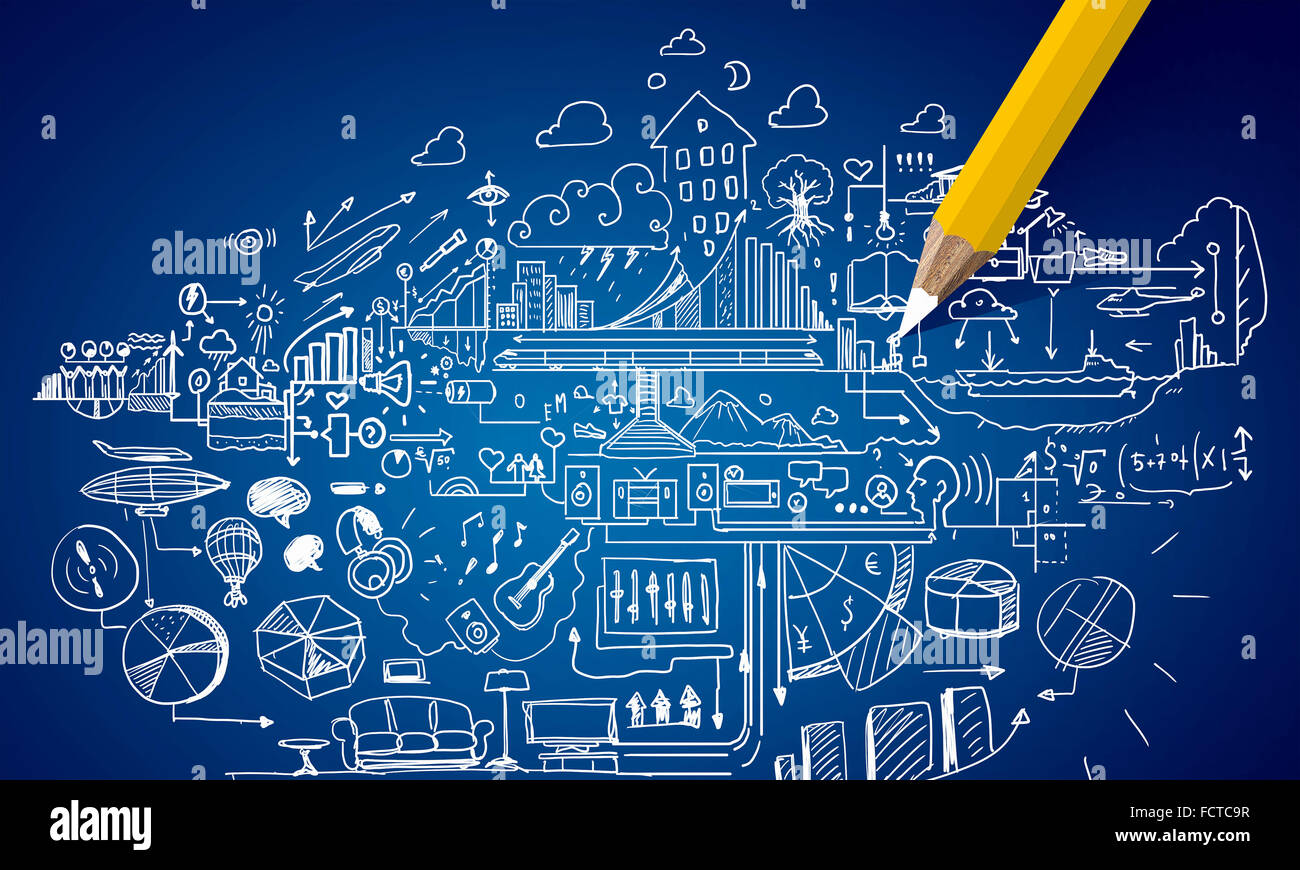 Planning concept with pencil drawing business strategy sketches Stock ...