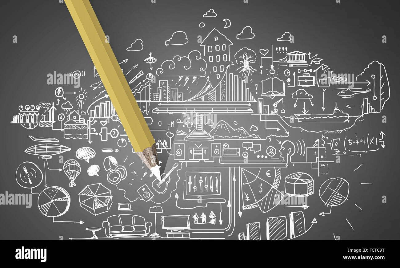 Planning concept with pencil drawing business strategy sketches Stock ...