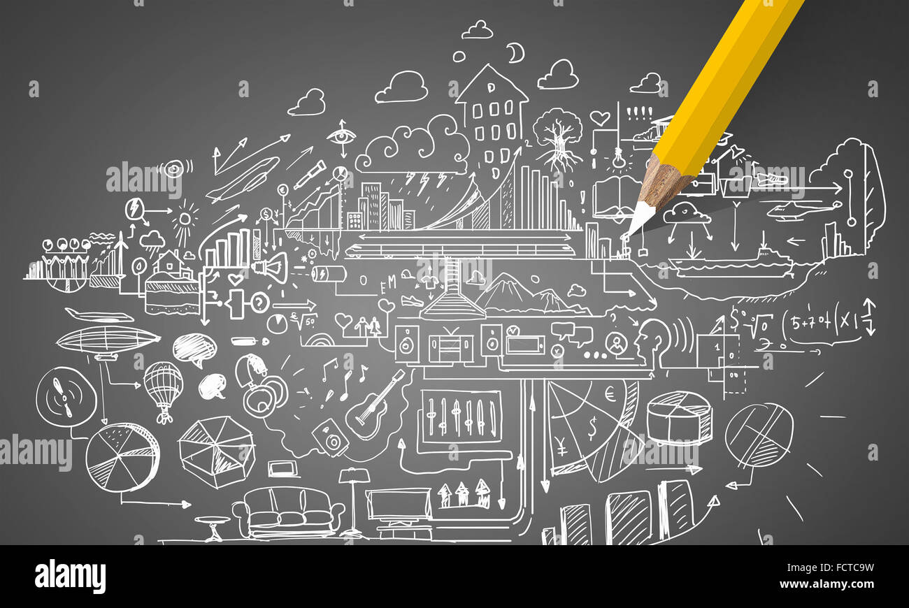 Planning concept with pencil drawing business strategy sketches Stock ...