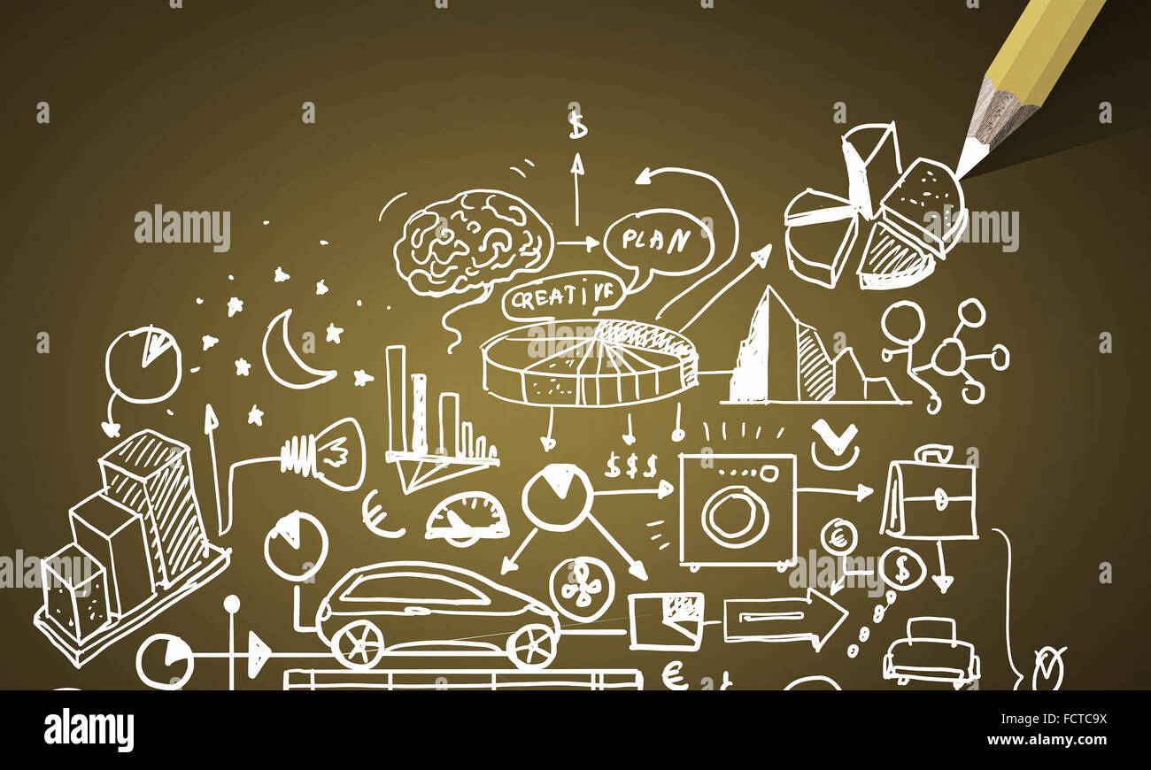 Planning concept with pencil drawing business strategy sketches Stock ...