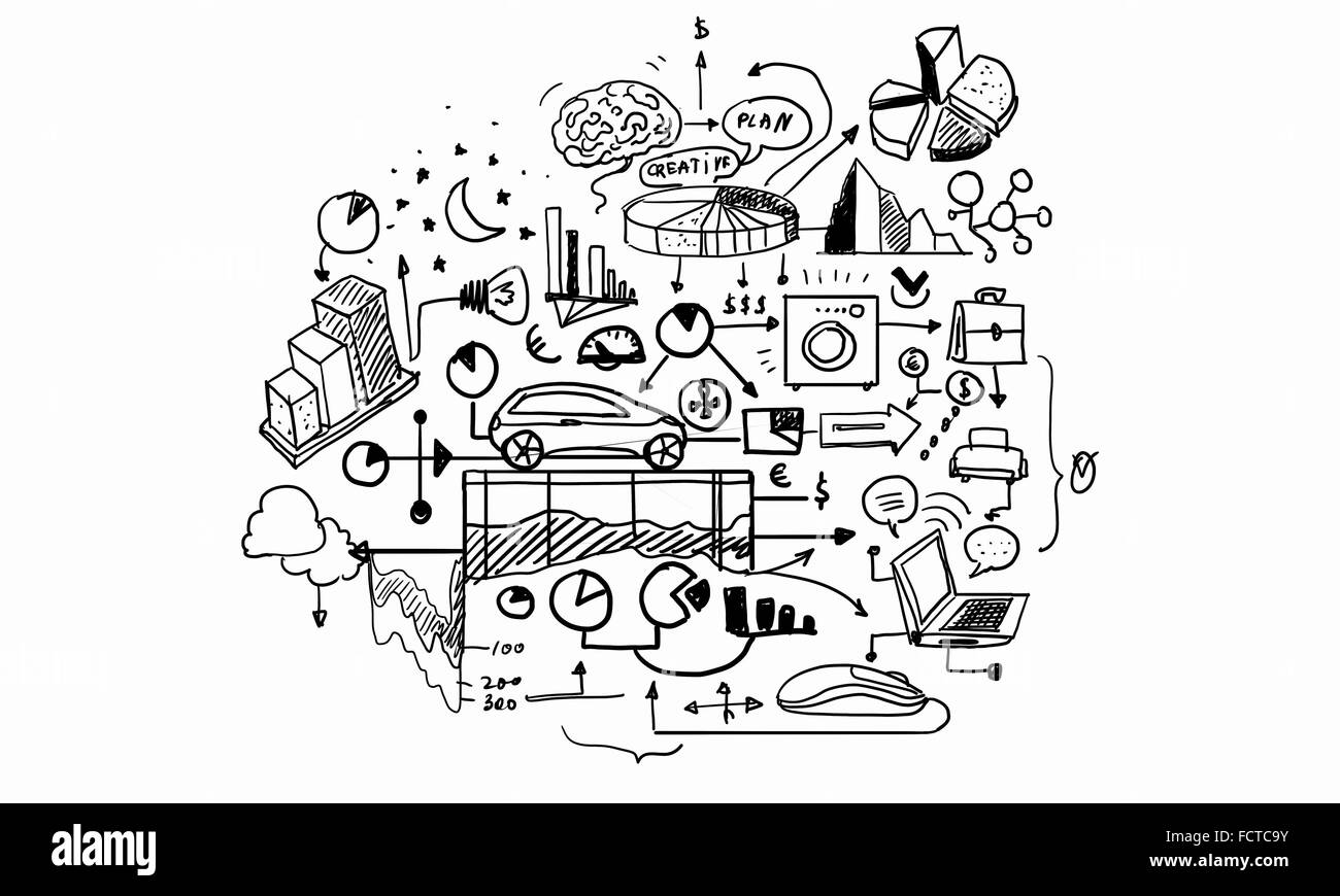 Planning concept with pencil drawing business strategy sketches Stock ...