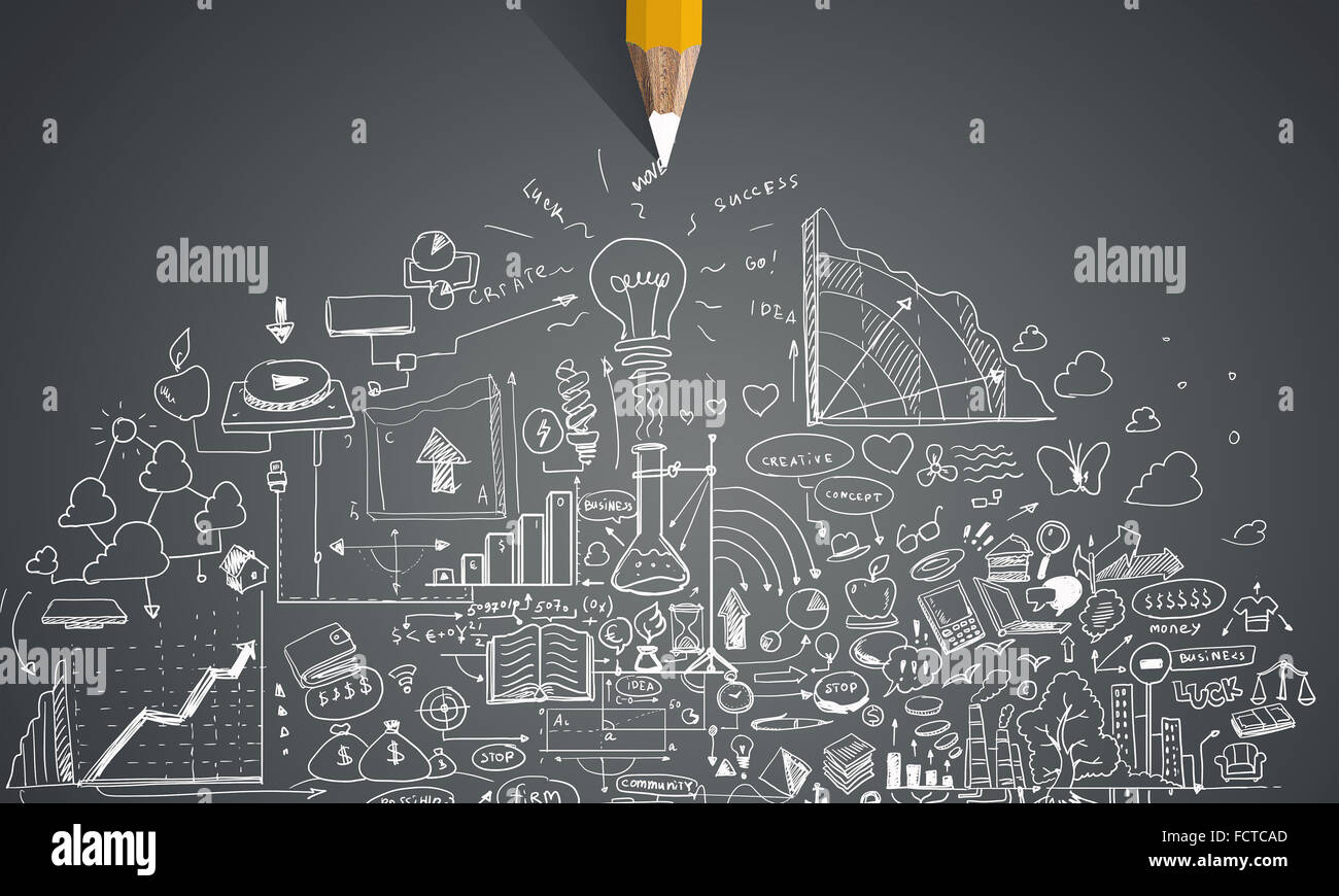 Planning concept with pencil drawing business strategy sketches Stock ...