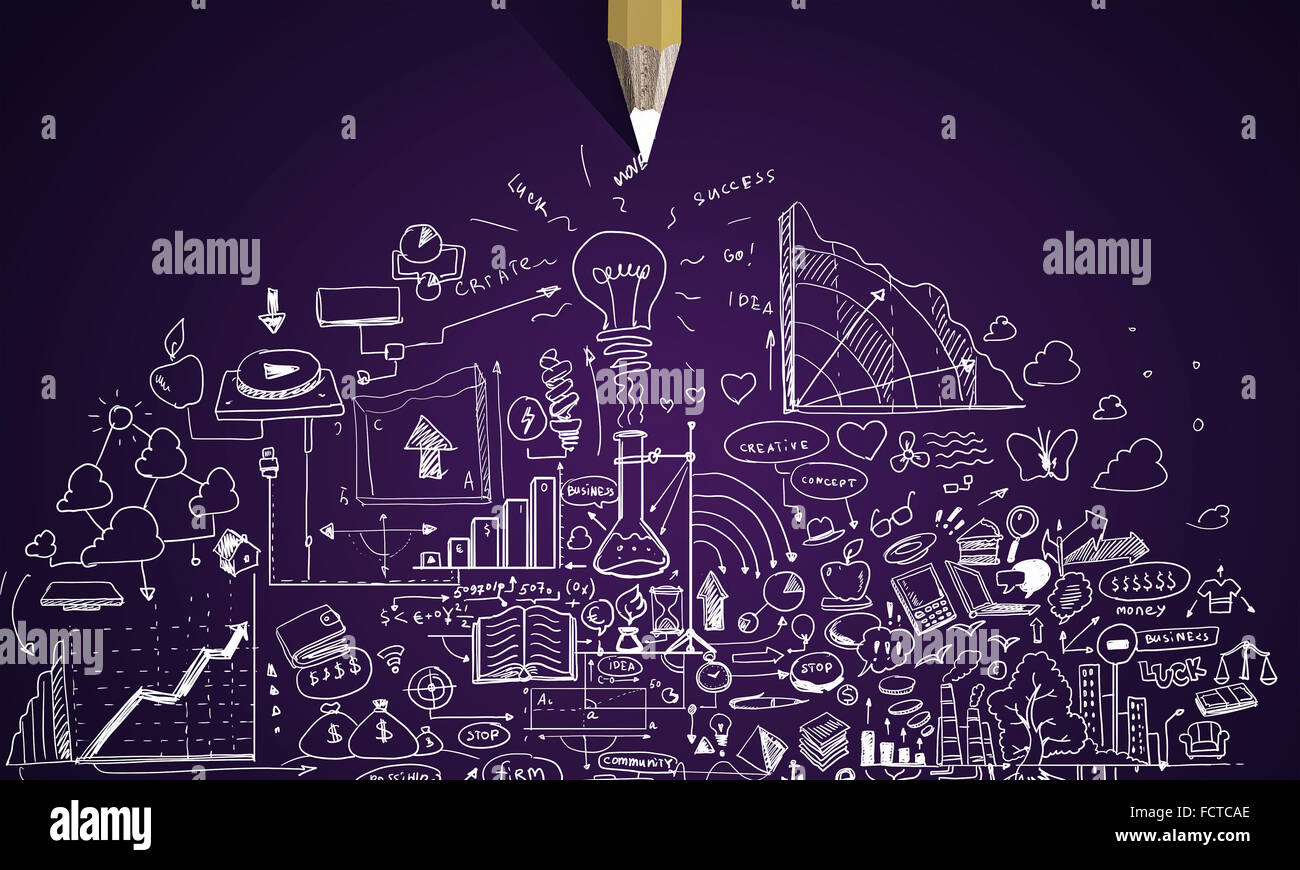 Planning concept with pencil drawing business strategy sketches Stock ...