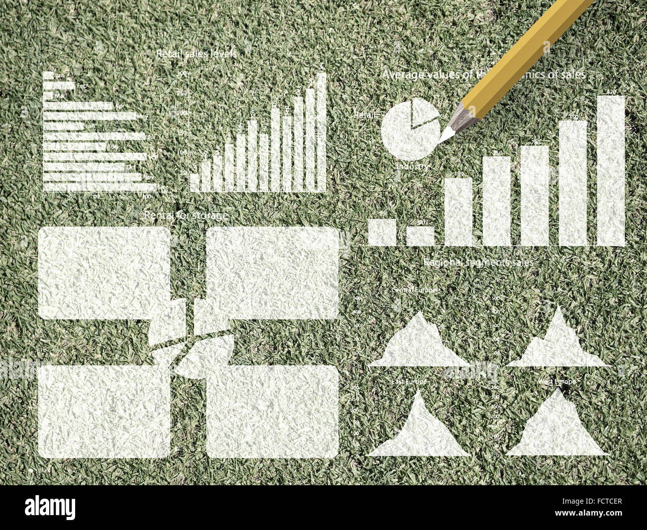 Market concept with pencil drawing graphs and diagrams Stock Photo - Alamy