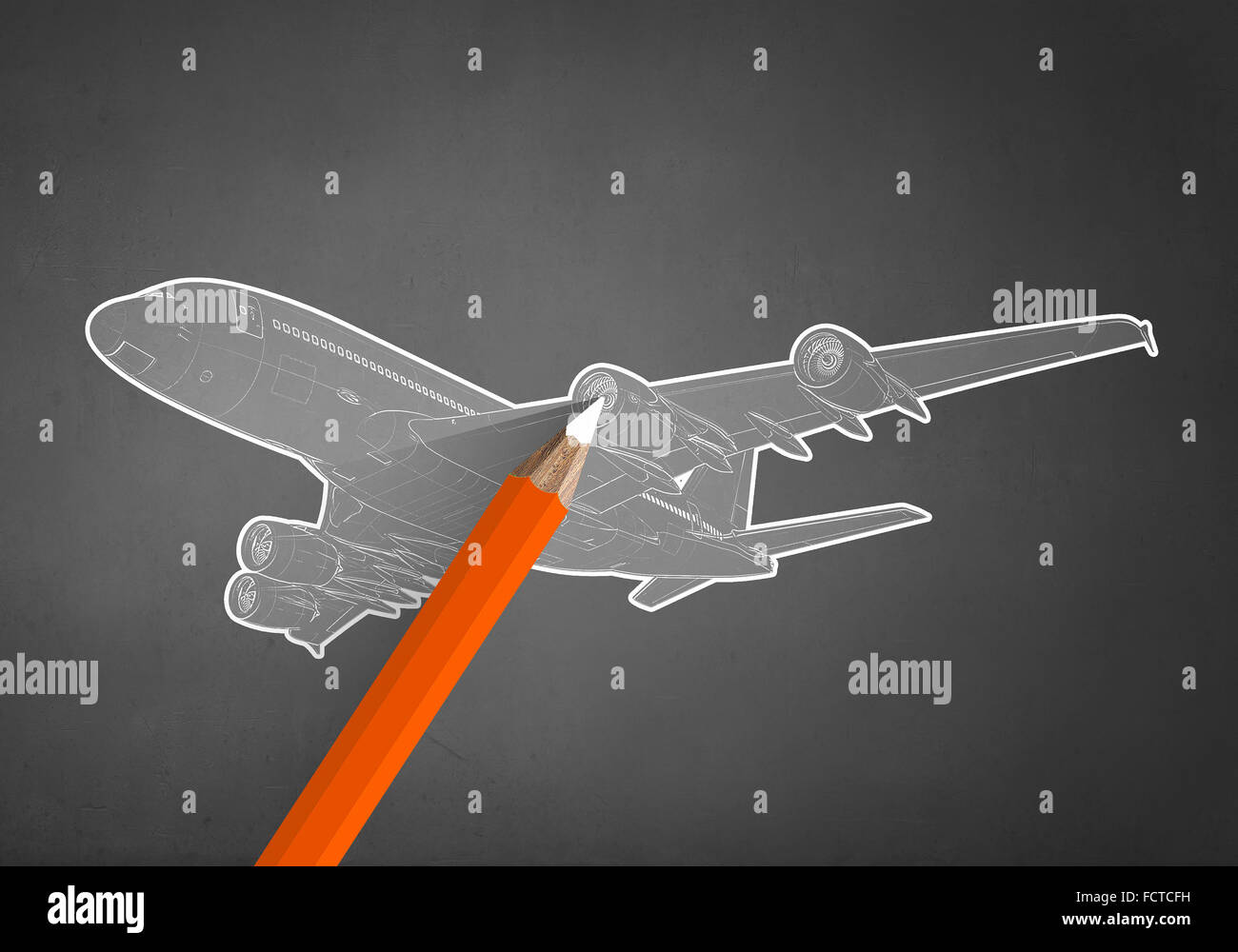 Pencil drawing sketch of airplane on color background Stock Photo - Alamy