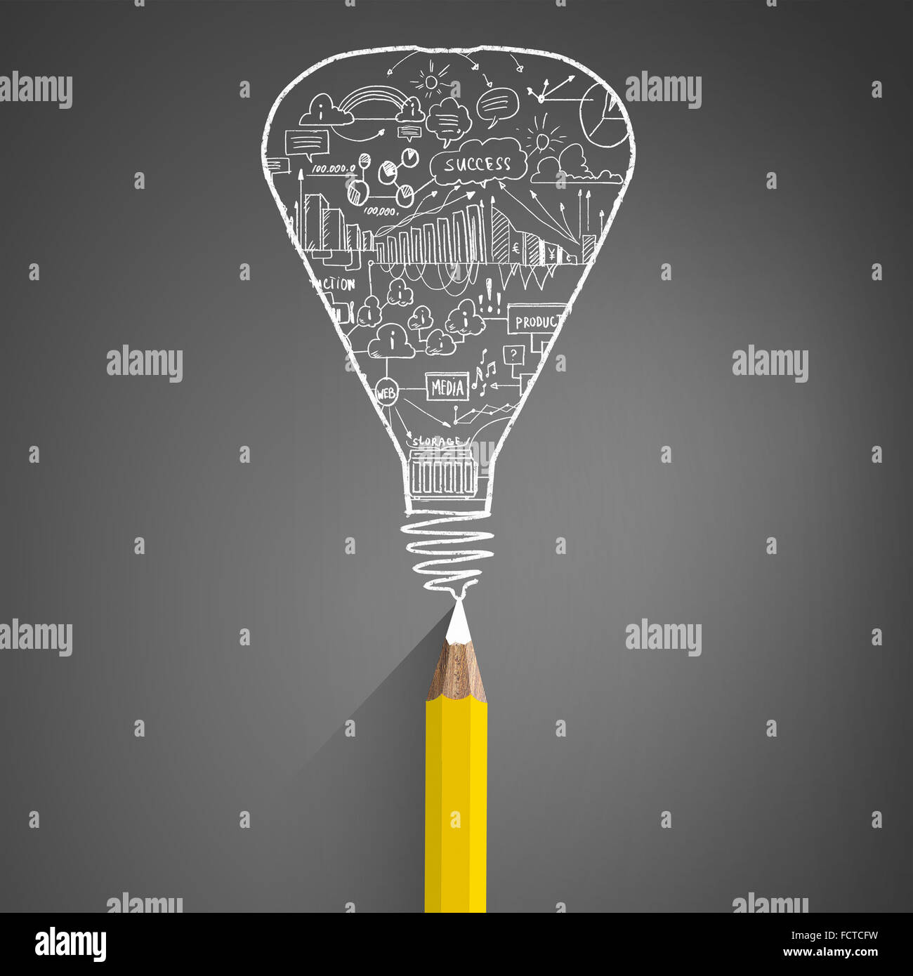 Idea concept image with pencil drawing light bulb Stock Photo - Alamy