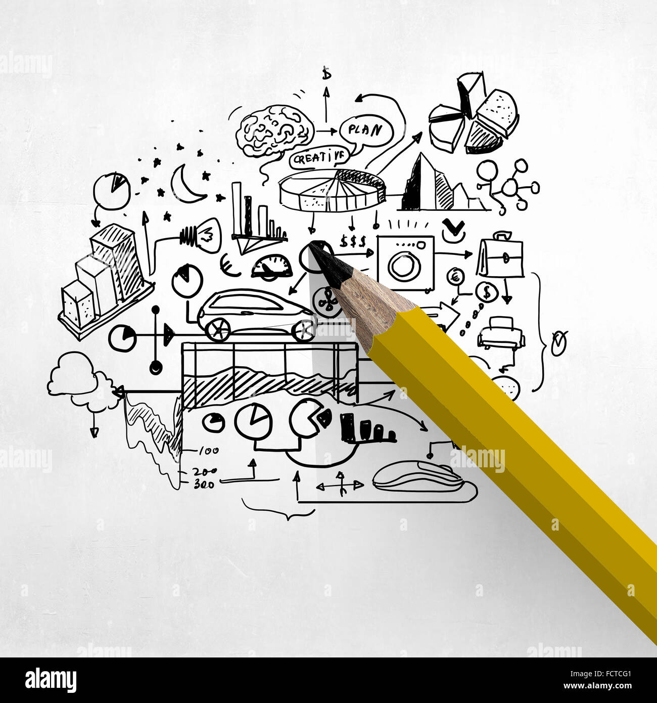 Planning concept with pencil drawing business strategy sketches Stock ...