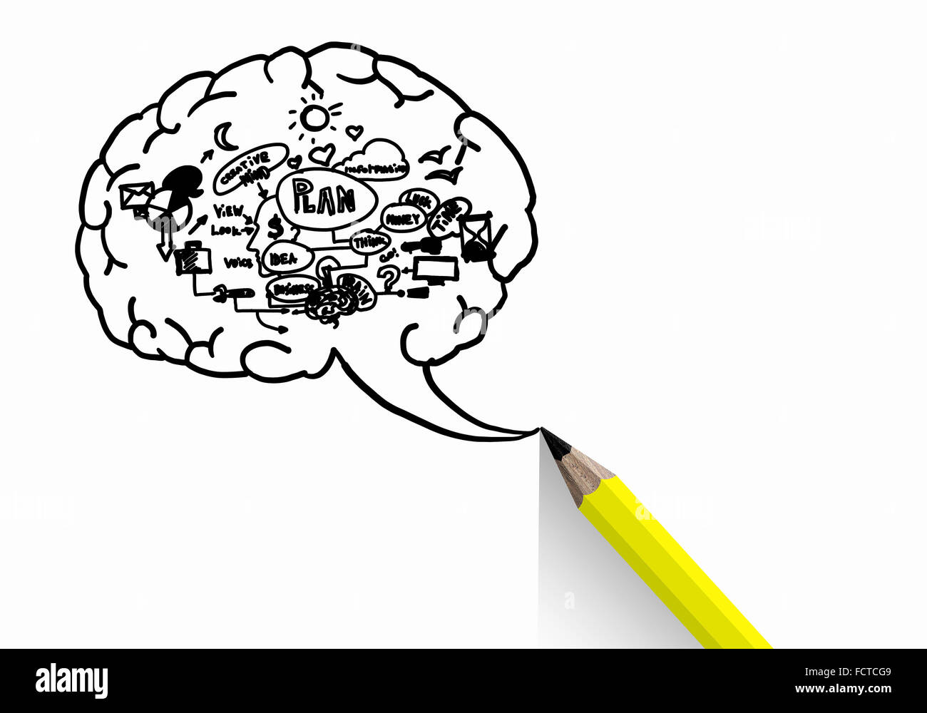 Pencil drawing of brain hi-res stock photography and images - Alamy