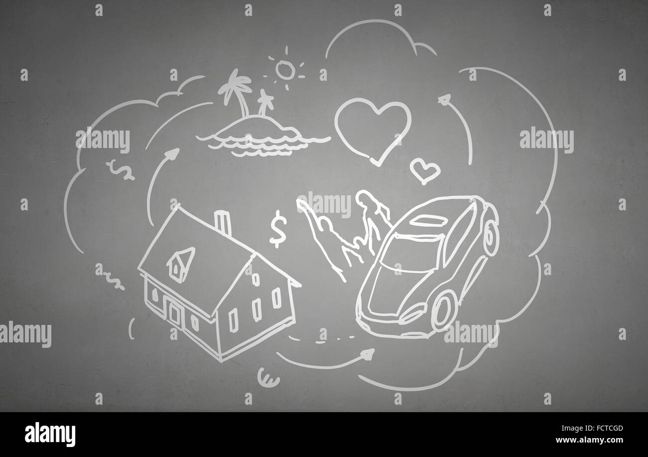 Pencil drawing symbols set in doodle style Stock Photo - Alamy