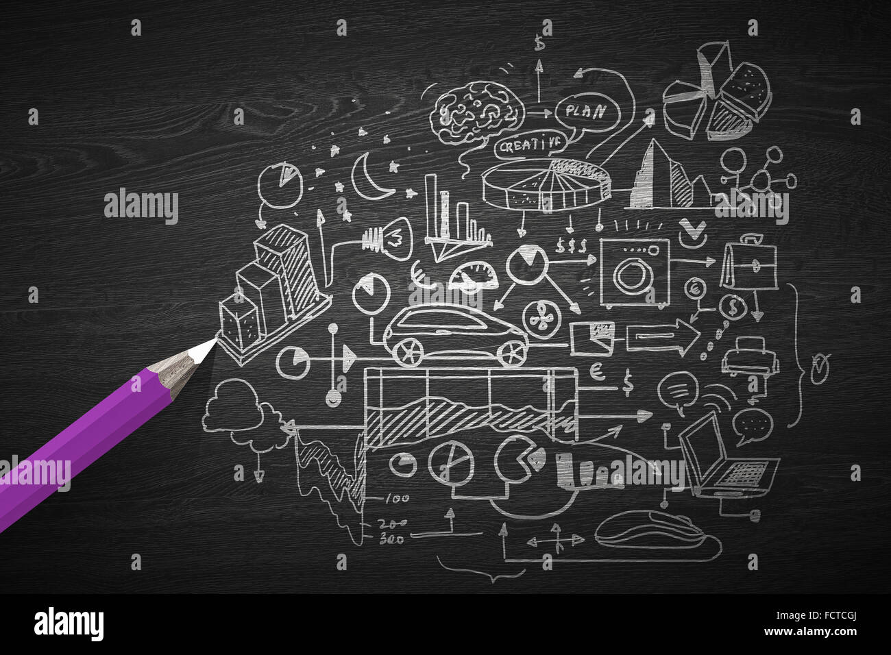 Planning concept with pencil drawing business strategy sketches Stock ...