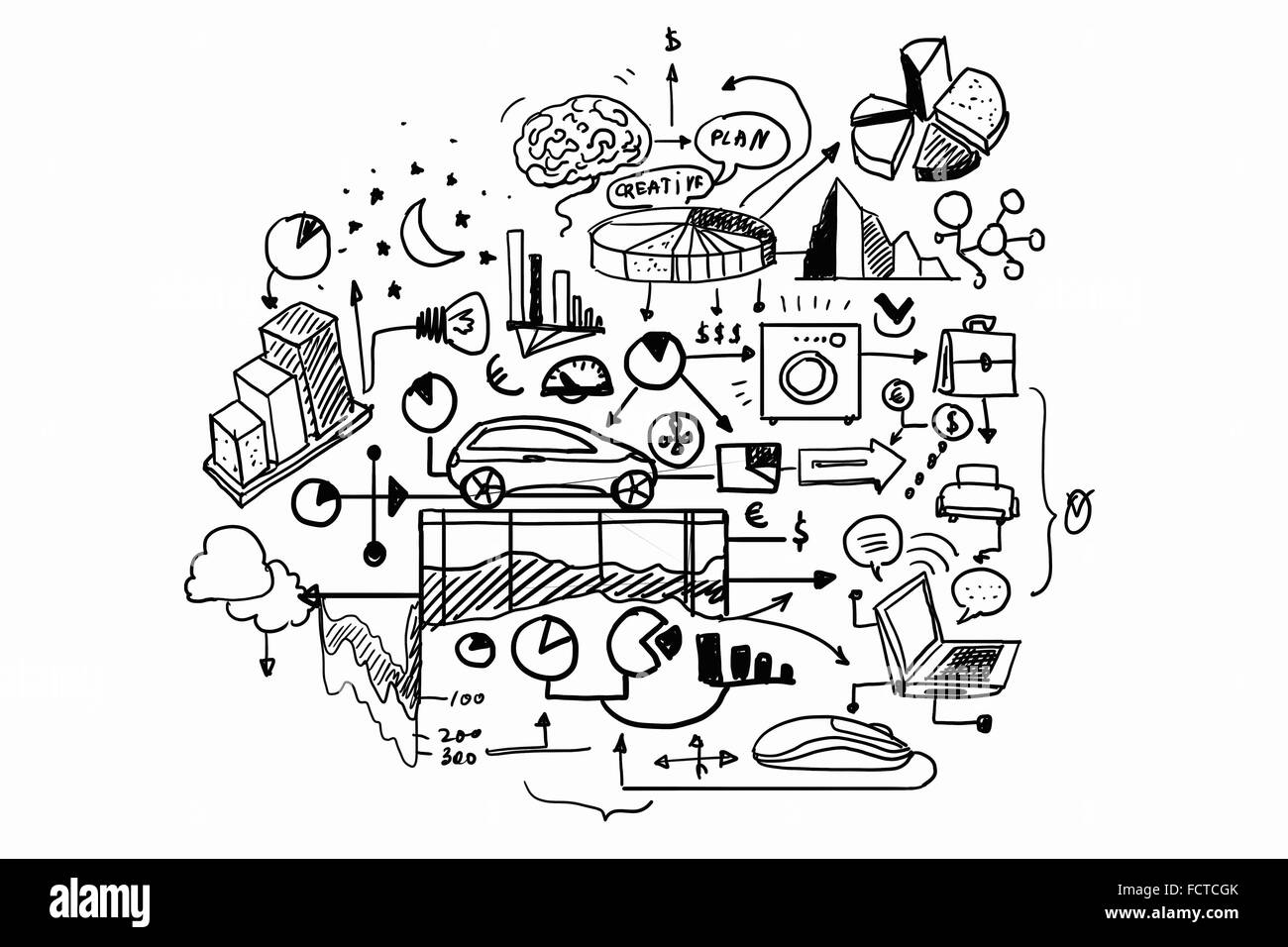 Planning concept with pencil drawing business strategy sketches Stock ...