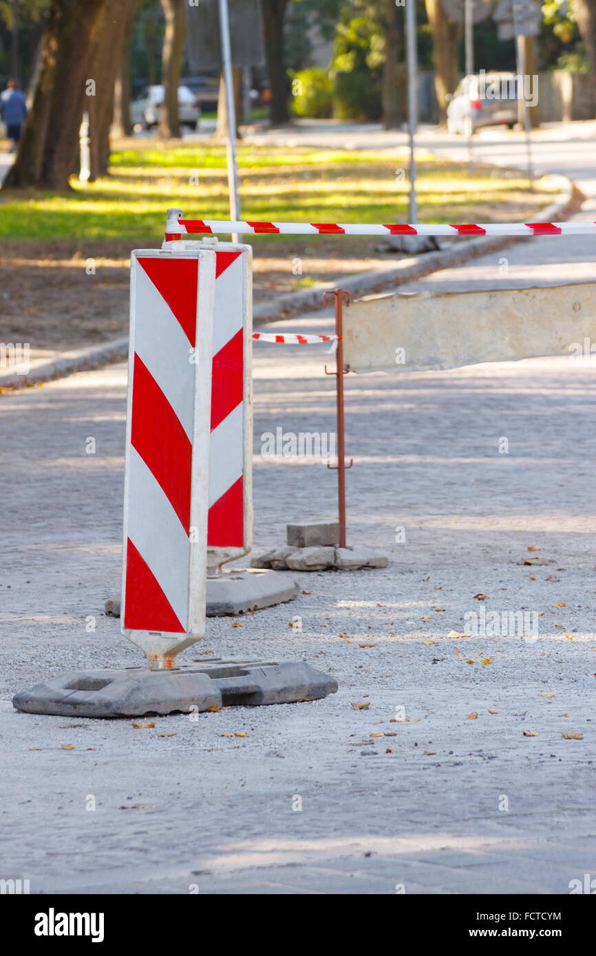 Road sign informing about danger during pavement repair, road ...